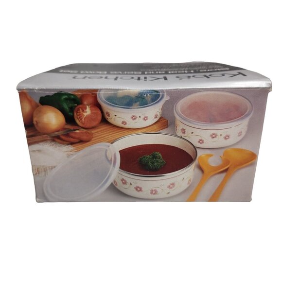 Kobe Kitchen | Kitchen | Vintage Kobe Set 3 Enamel Metal Nesting Mixing ...
